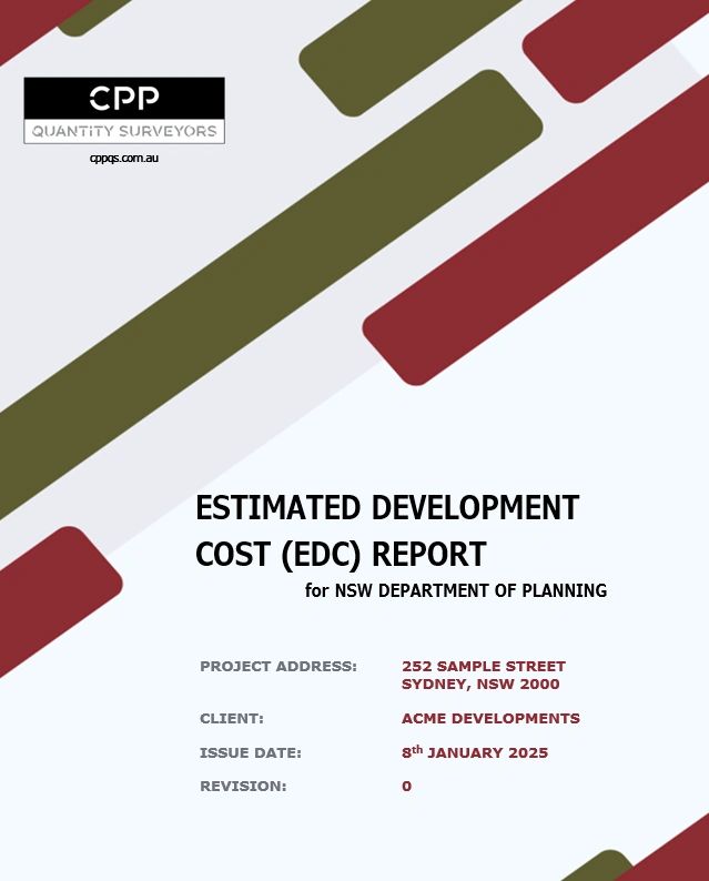 Estimated Development Cost (EDC) Reports (NSW Dept of Planning)
